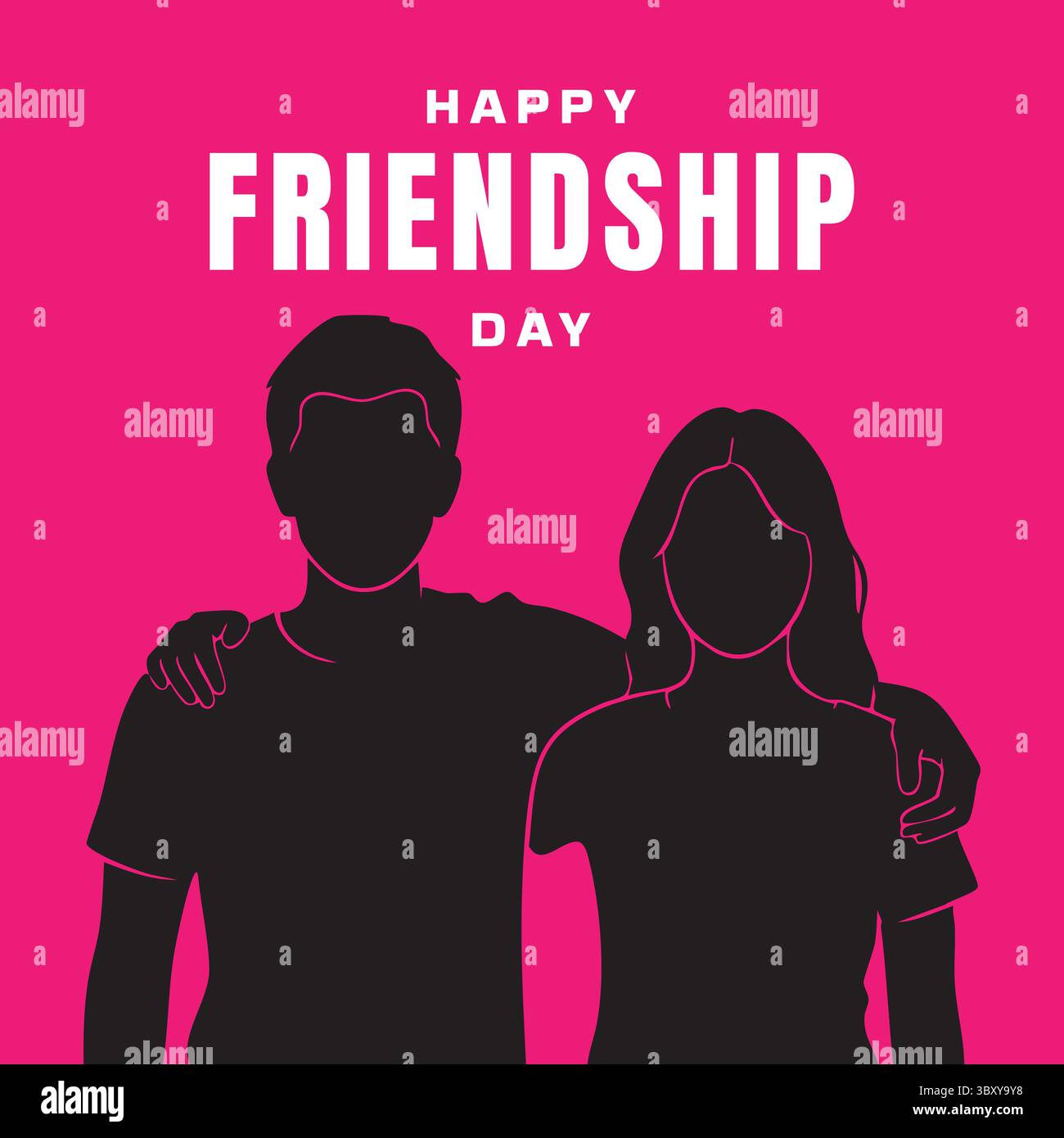 Friendship Day Hand Drawn Vector Illustrations of Best Friends Hugging ...