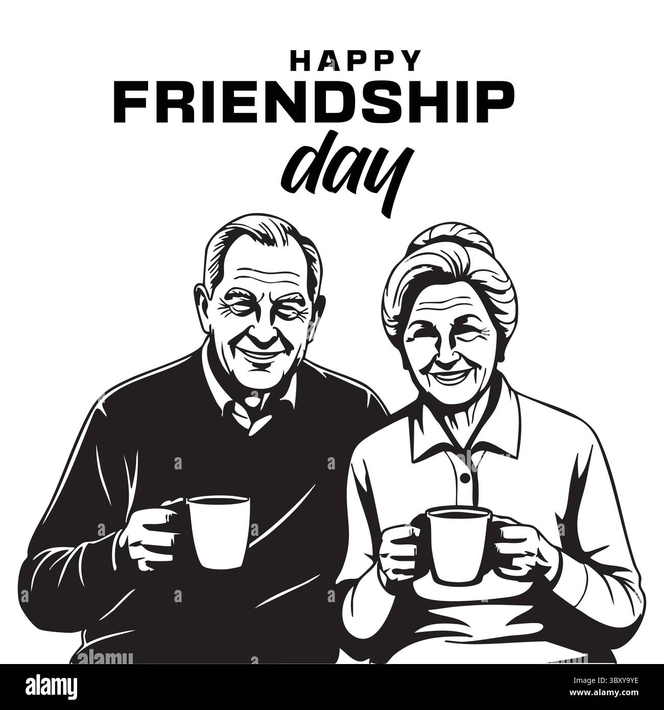 Friendship Day Hand Drawn Vector Illustrations of Best Friends Hugging ...