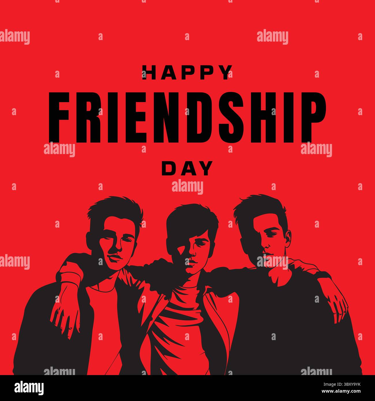 Friendship Day Hand Drawn Vector Illustrations of Best Friends Hugging ...