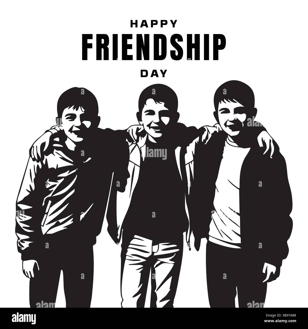 Friendship Day Hand Drawn Vector Illustrations of Best Friends Hugging ...