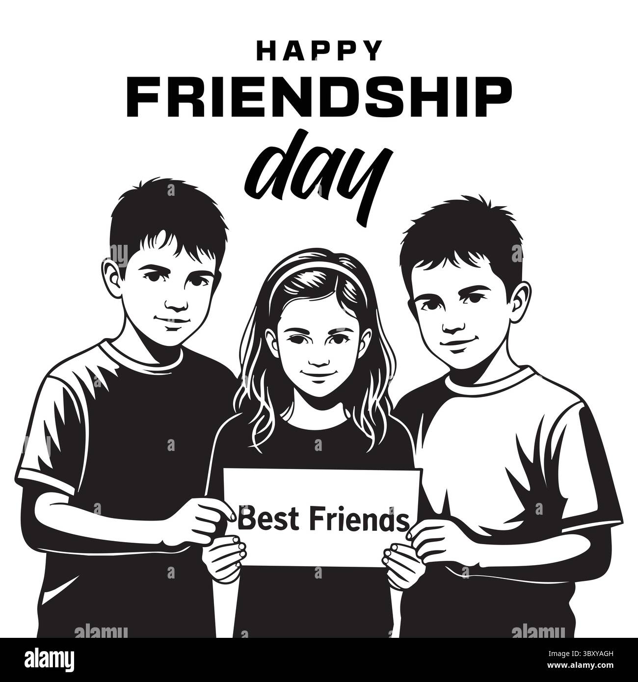 Friendship Day Hand Drawn Vector Illustrations of Best Friends Hugging ...