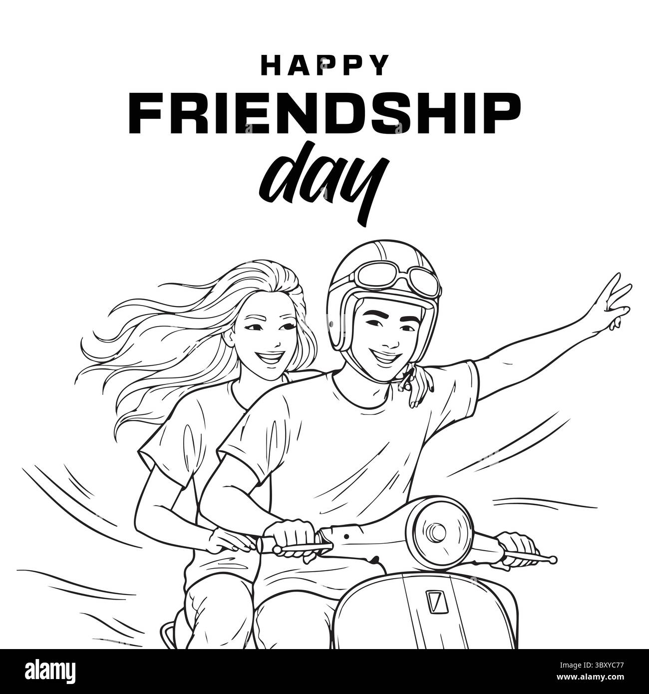Friendship Day Hand Drawn Vector Illustrations of Best Friends Hugging ...