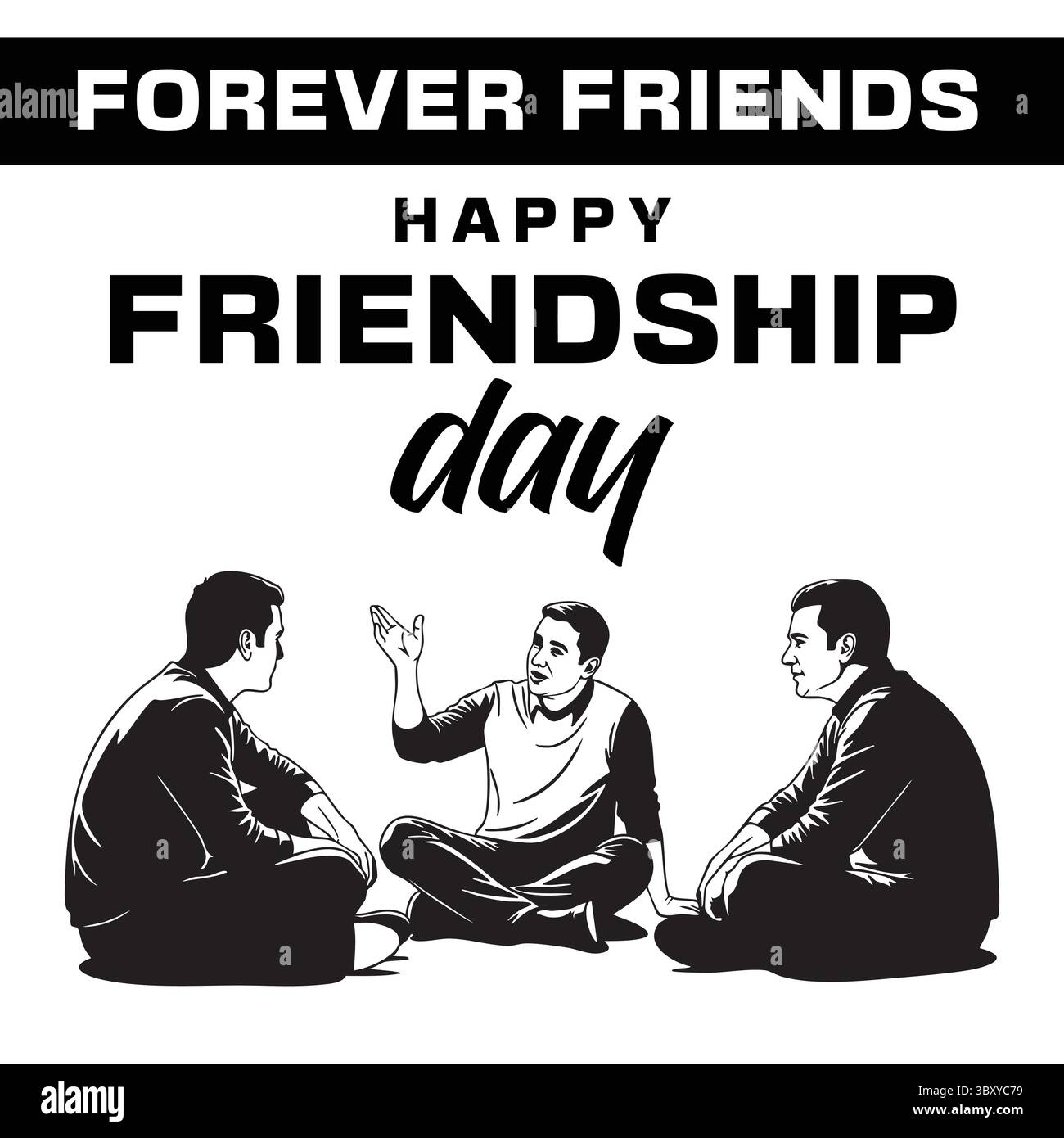 Friendship Day Hand Drawn Vector Illustrations of Best Friends Hugging ...