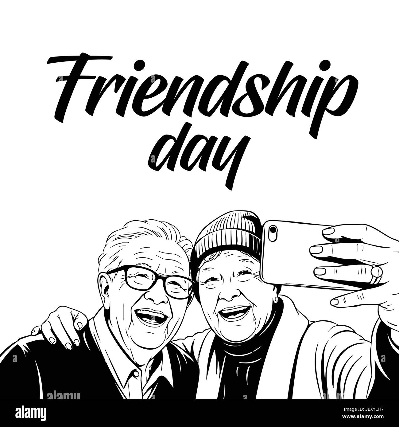 Friendship Day Hand Drawn Vector Illustrations of Best Friends Hugging ...