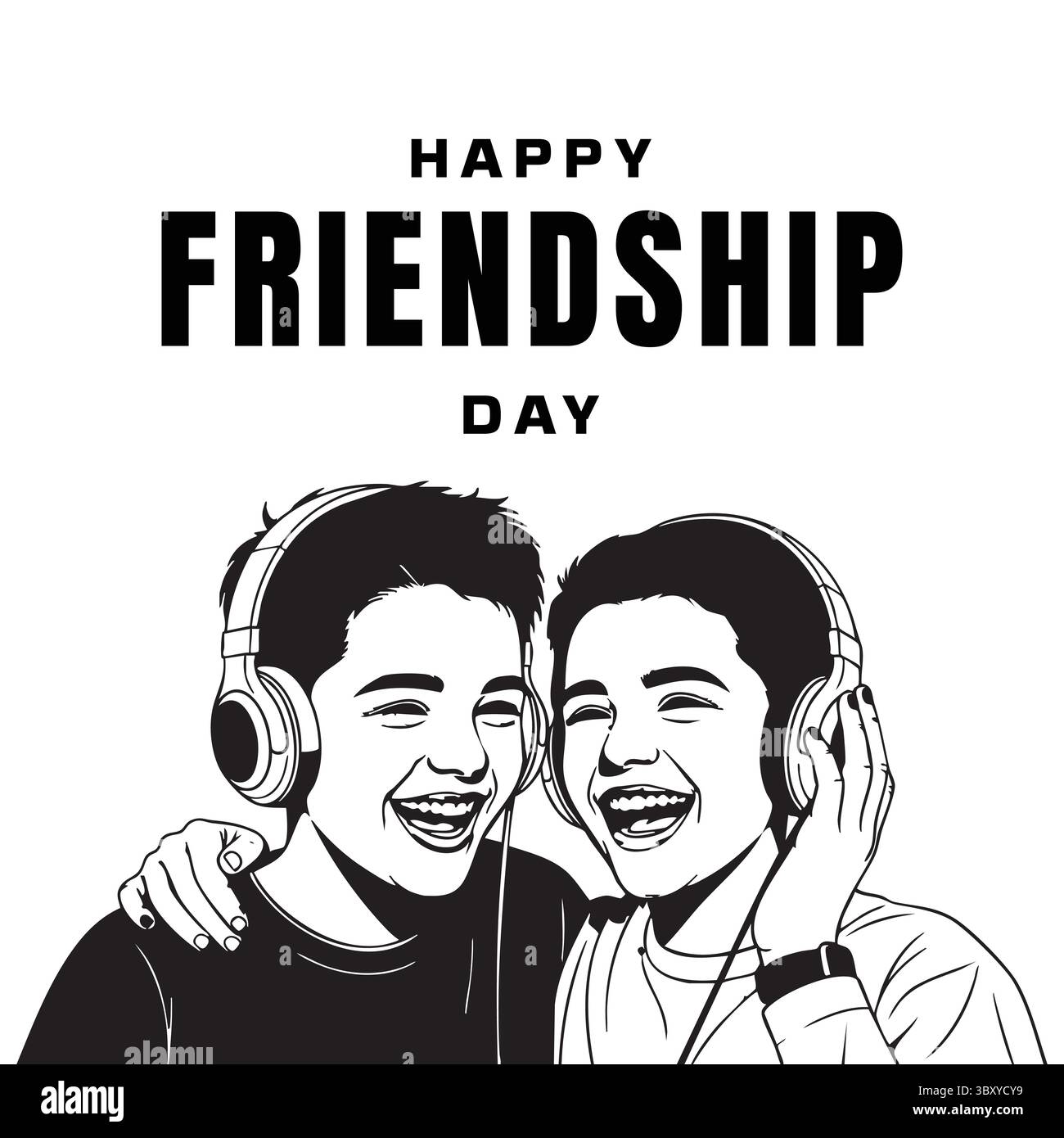Friendship Day Hand Drawn Vector Illustrations of Best Friends Hugging ...
