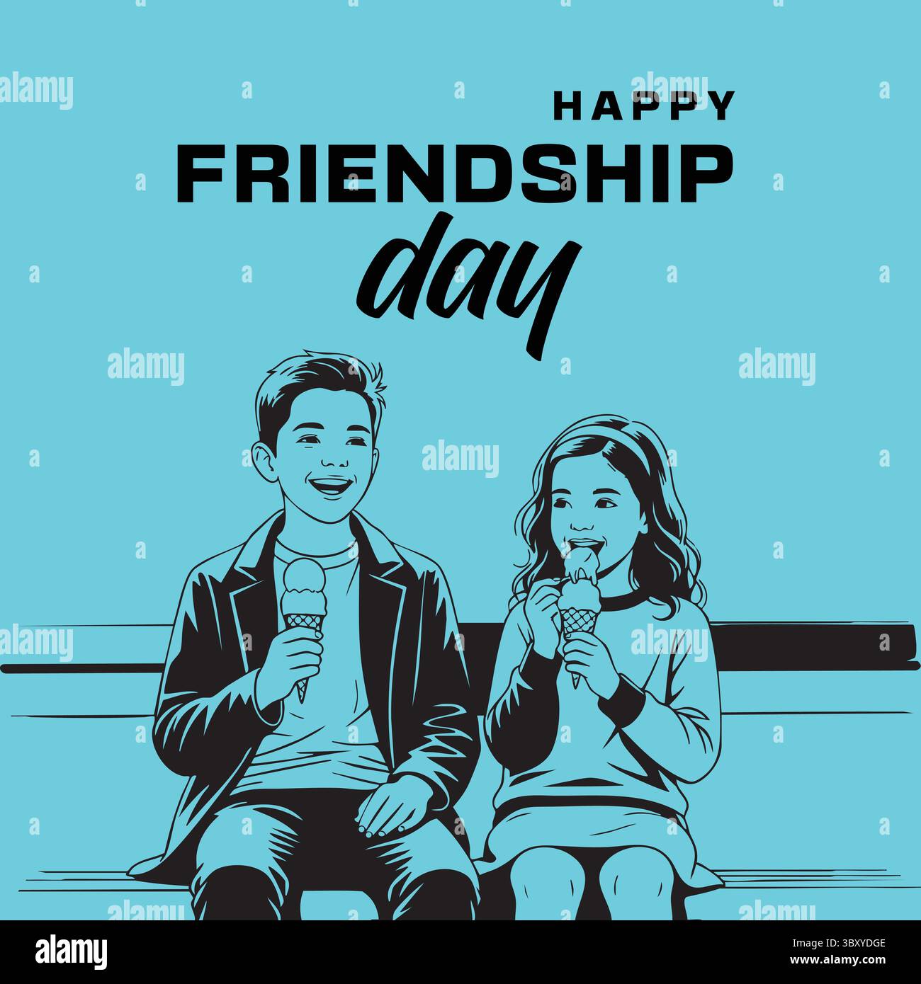 Friendship Day Hand Drawn Vector Illustrations of Best Friends Hugging ...