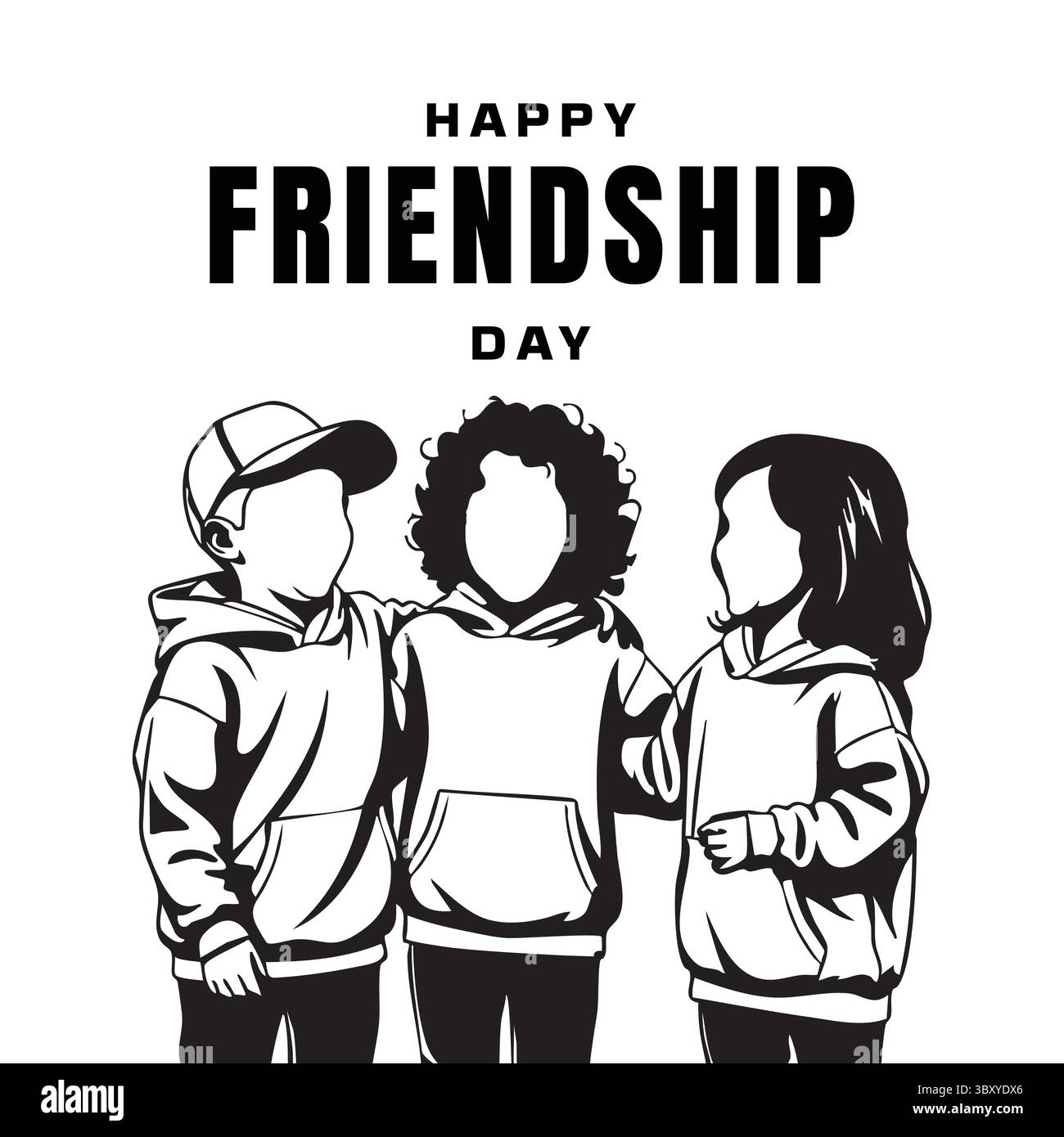 Friendship Day Hand Drawn Vector Illustrations of Best Friends Hugging ...
