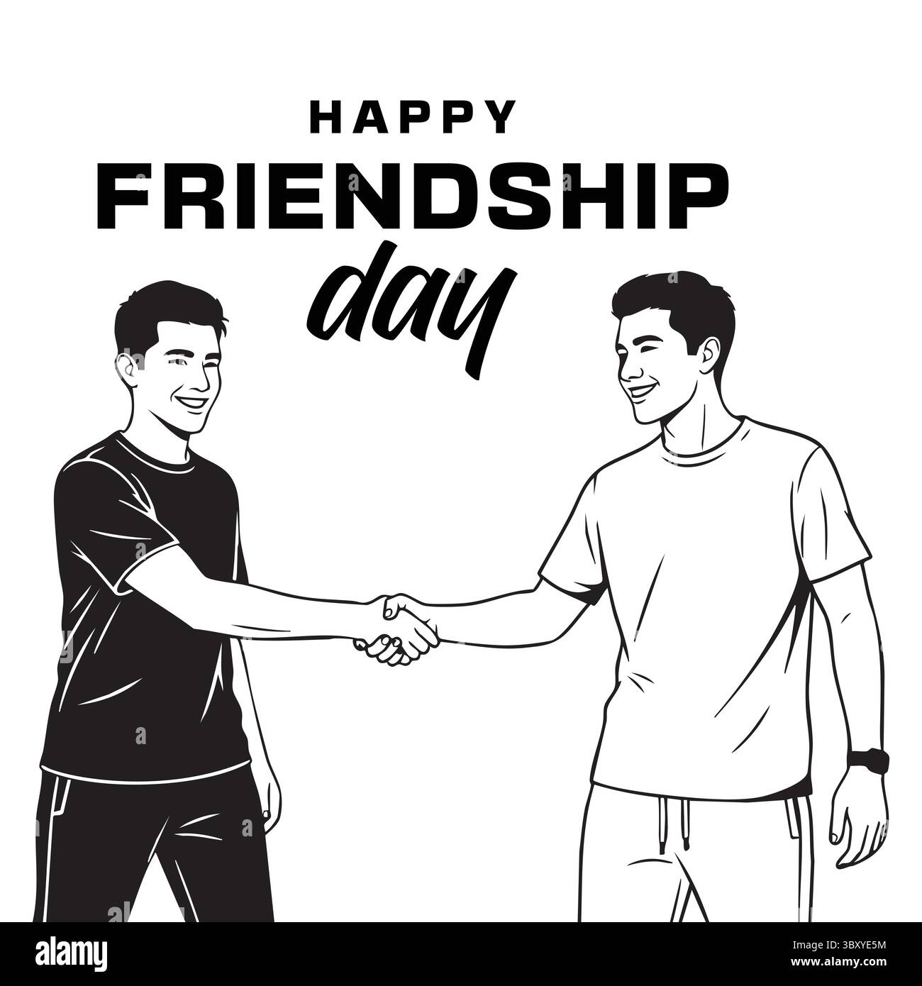 Friendship Day Hand Drawn Vector Illustrations of Best Friends Hugging ...