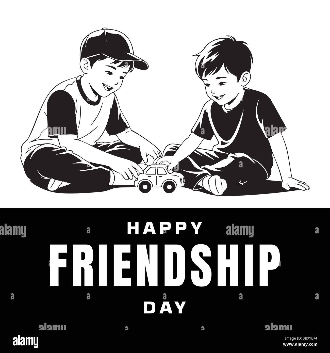 Friendship Day Hand Drawn Vector Illustrations of Best Friends Hugging ...