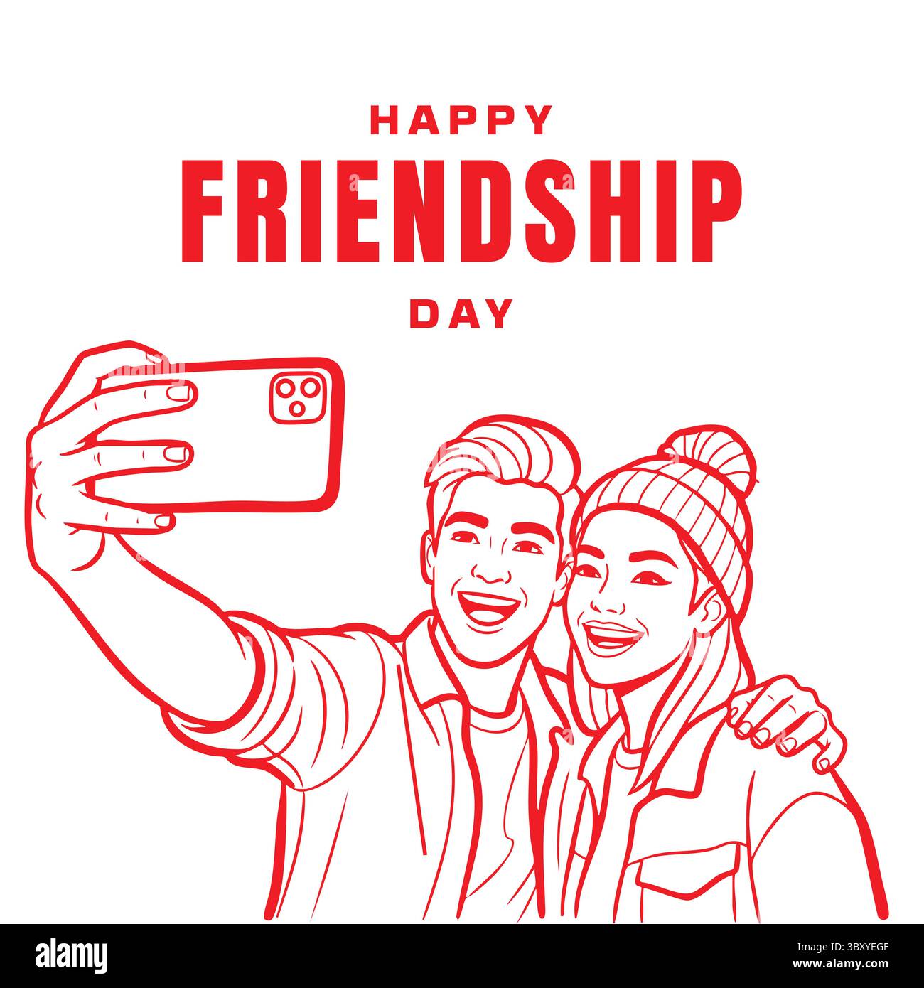 Friendship Day Hand Drawn Vector Illustrations of Best Friends Hugging ...