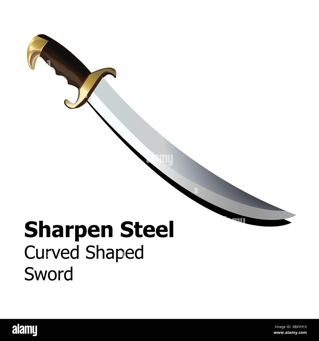 Sharpen Steel Curved Shaped Sword illustration vector-based drawing ...