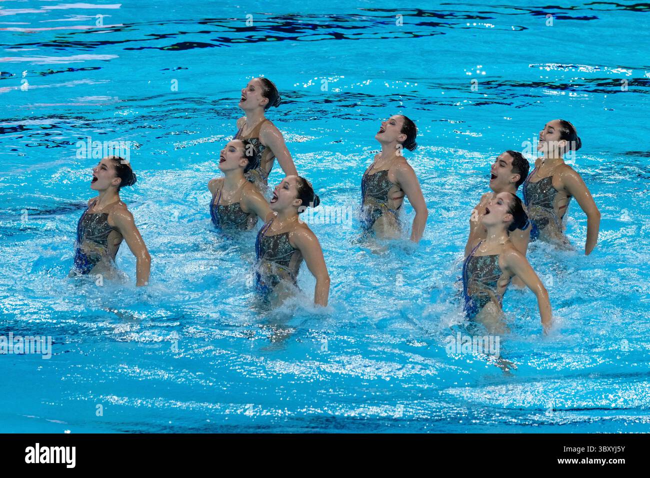 Team Chile compete in the team free preliminary of artistic swimming at ...