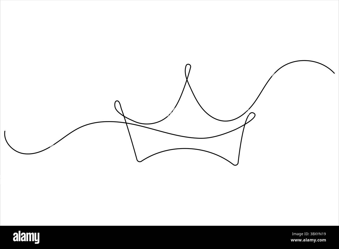 Crown continuous one line drawing of white background with minimalist ...