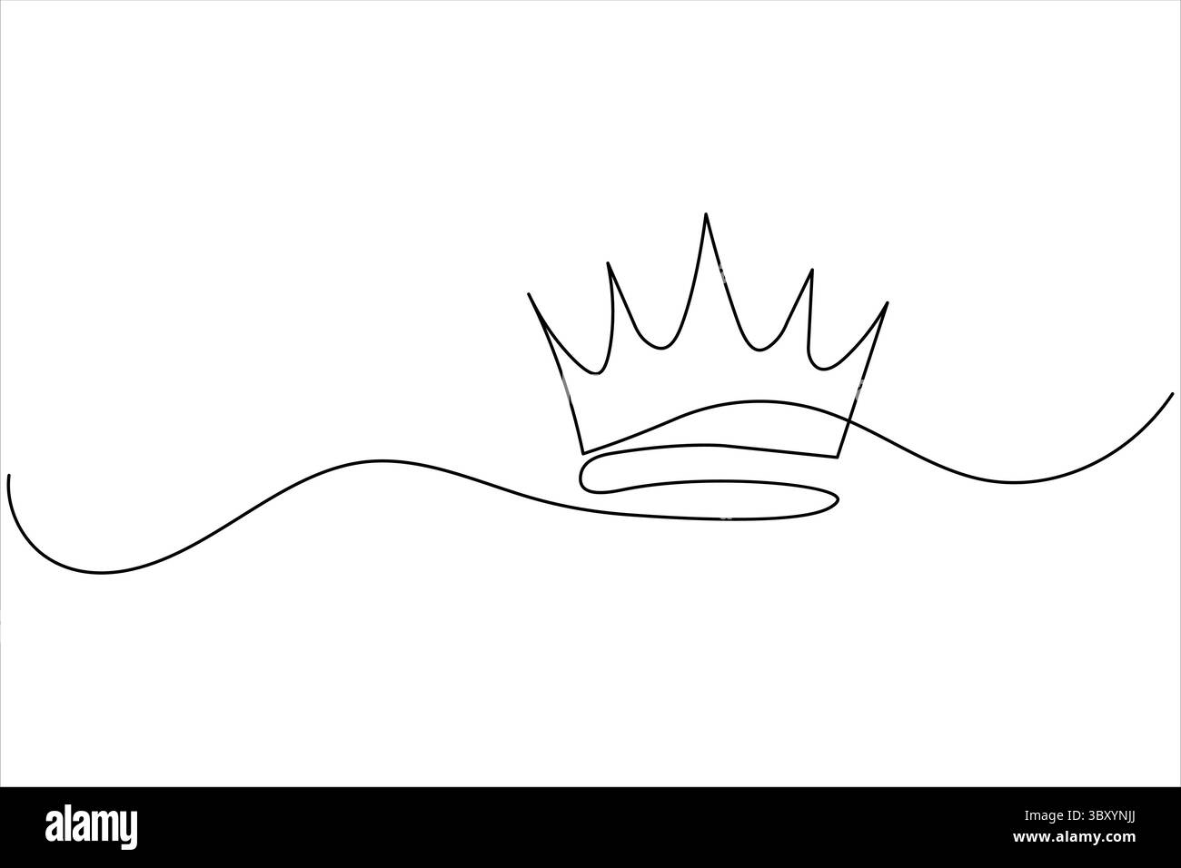 Crown continuous one line drawing of white background with minimalist ...