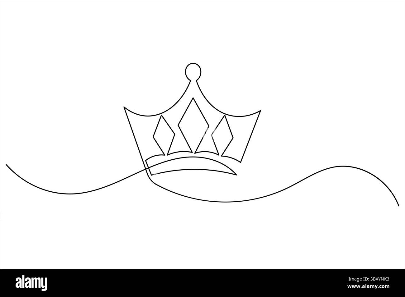 Crown continuous one line drawing of white background with minimalist ...