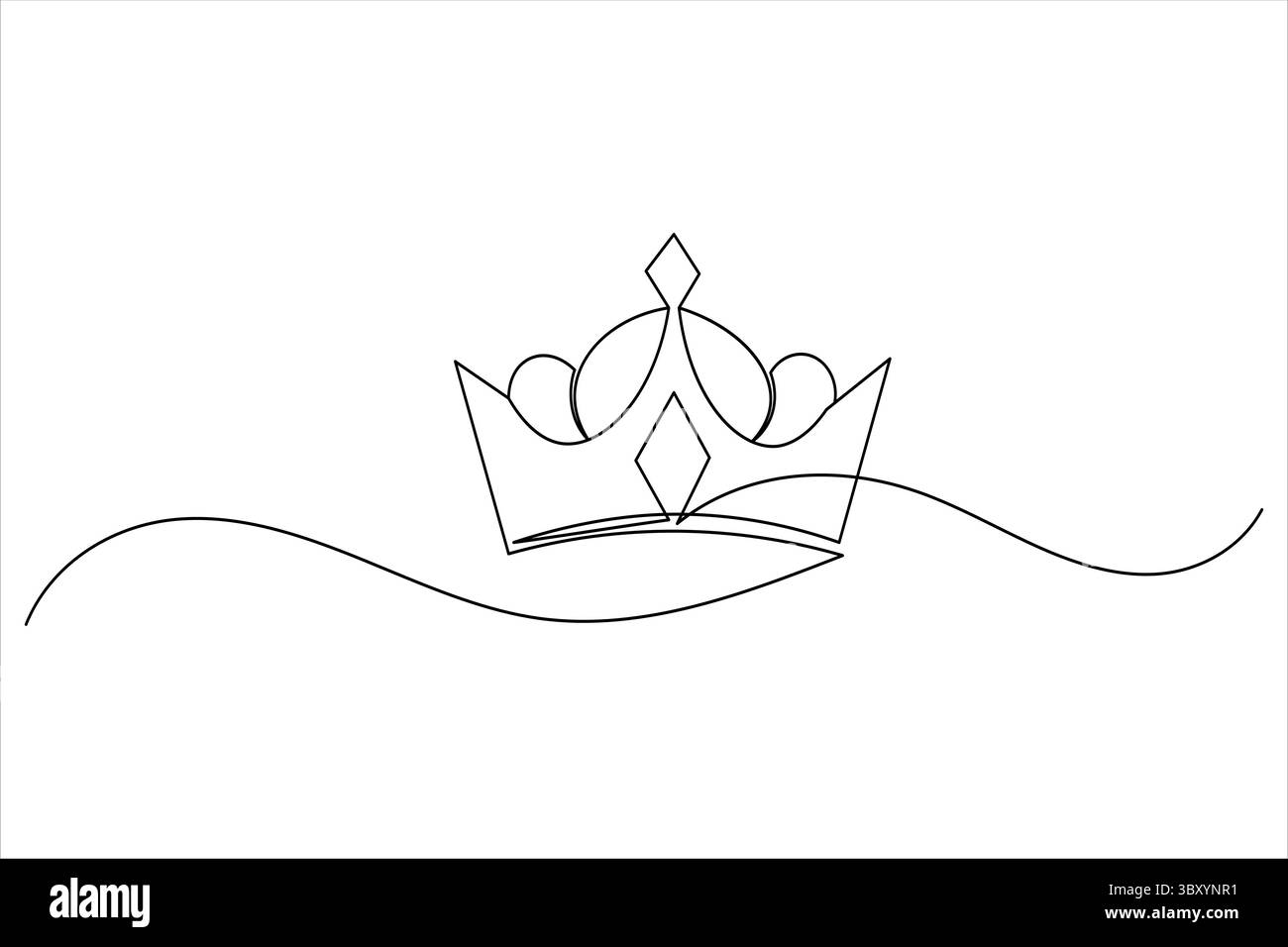 Crown continuous one line drawing of white background with minimalist ...