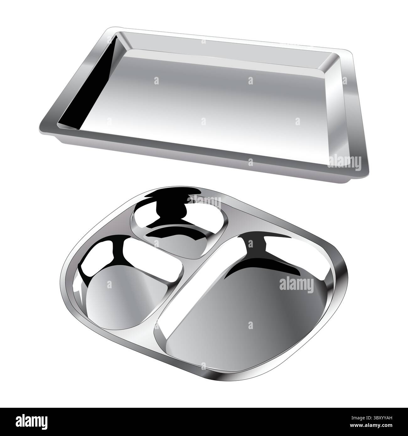 Stainless Steel plates tray illustration white background Stock Vector ...