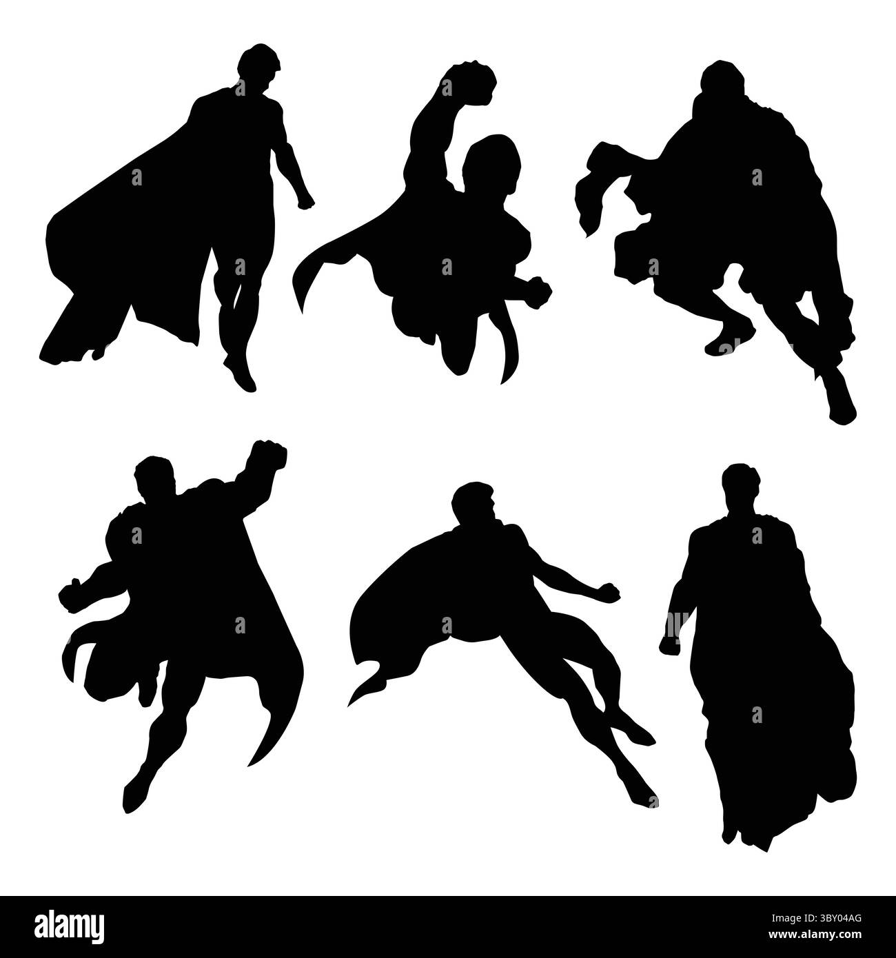 Superhero Silhouette Black Background Vol 1 Stock Vector Image & Art ...