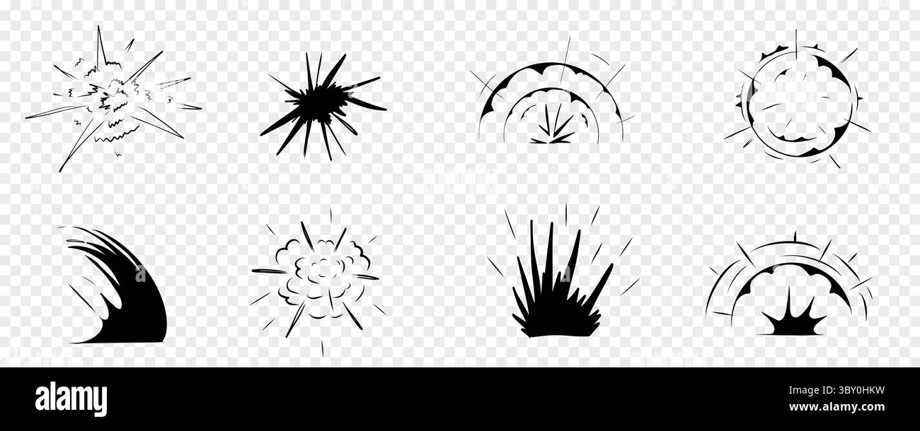 Explosion effect comic manga line sketch. Motion anime explode, radial ...