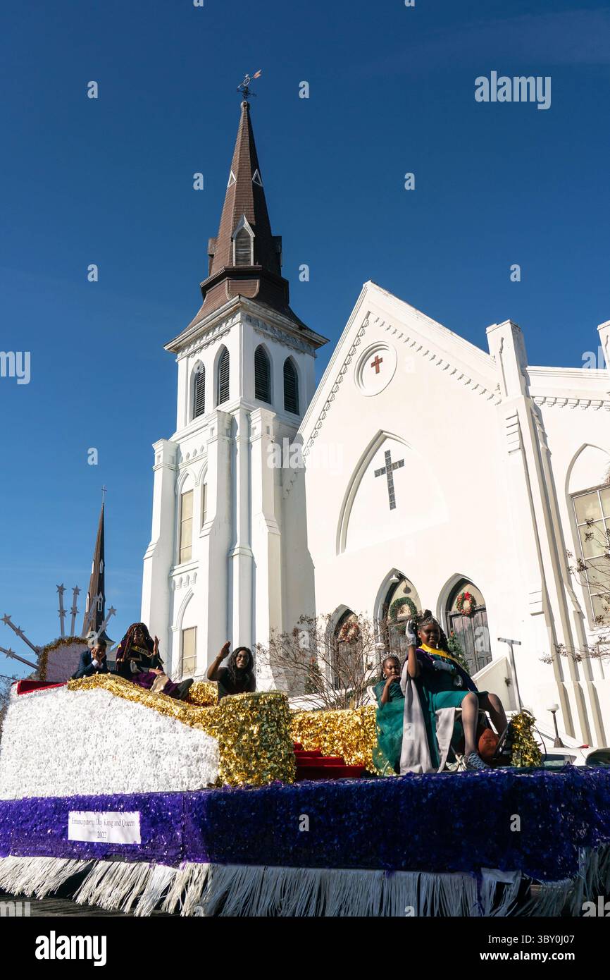 January 1, 2022, Charleston, South Carolina, USA: A float rides past ...