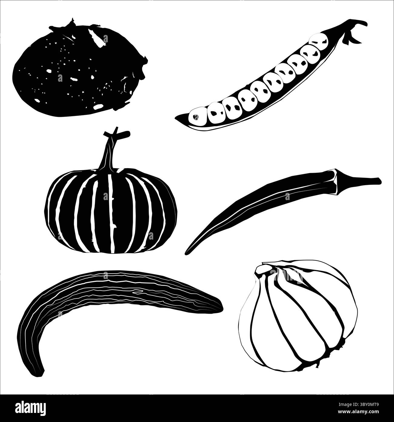 vegetables silhouette shape drawing Vol 02 Stock Vector Image & Art - Alamy