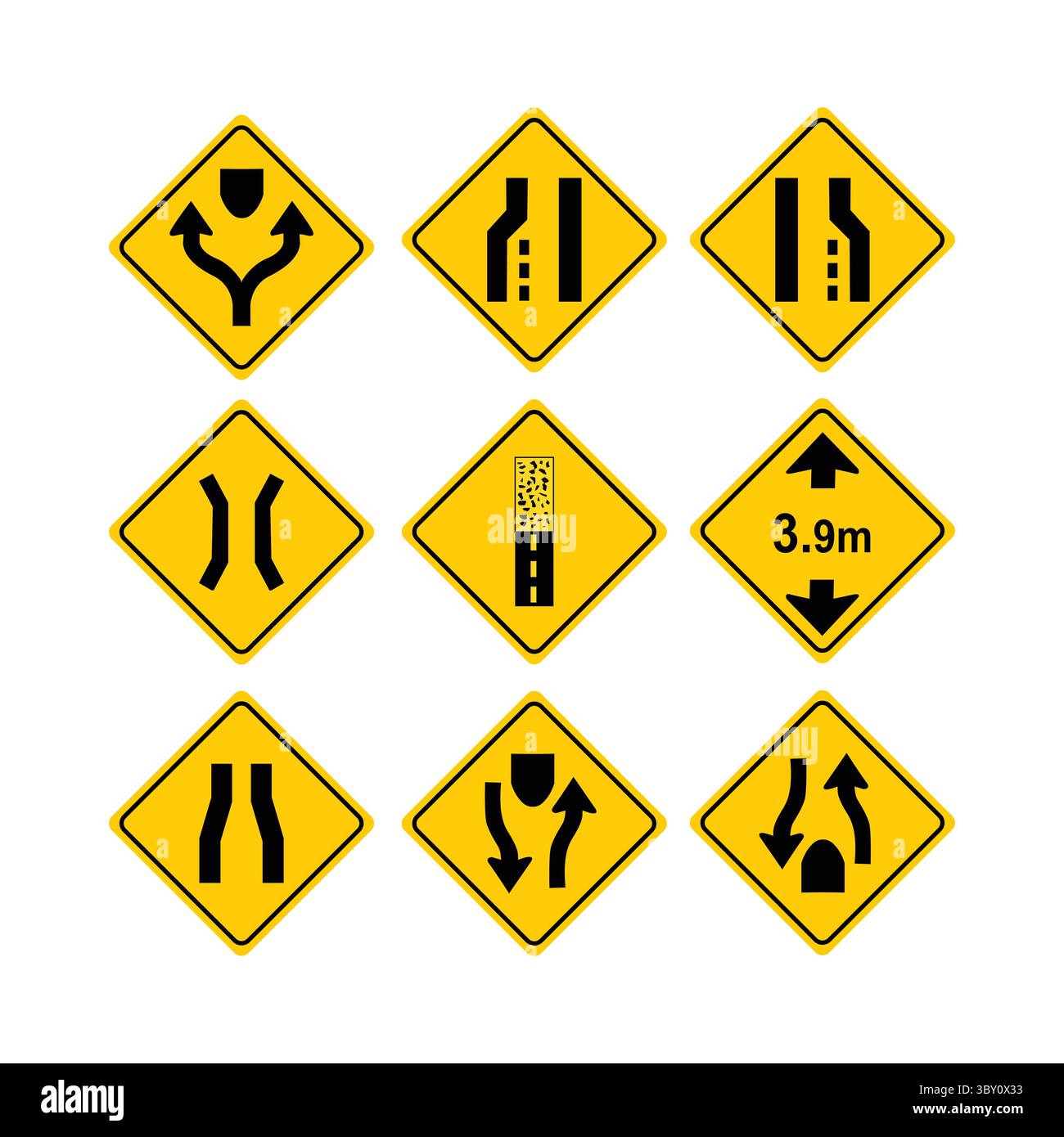 Warning Signs Road Safety Illustration vector-based drawing Stock ...