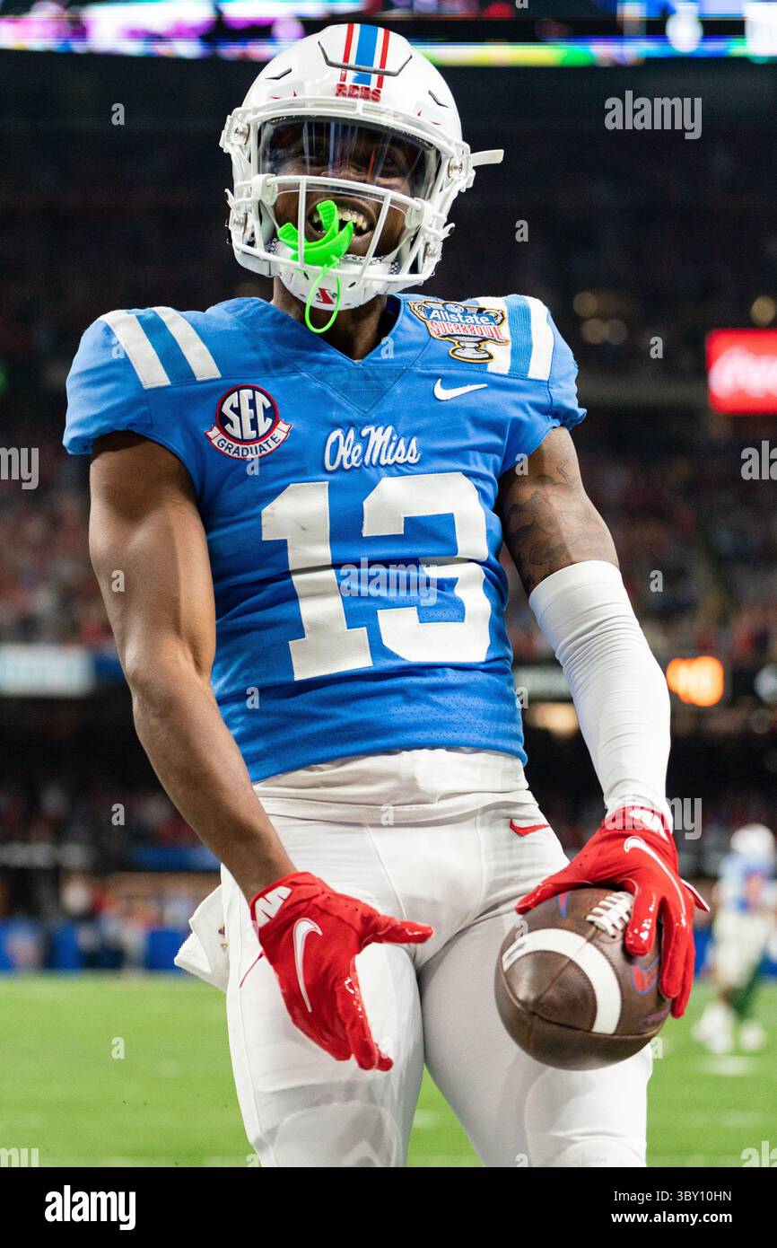 Ole Miss Rebels wide receiver Braylon Sanders (13) reacts after scoring ...