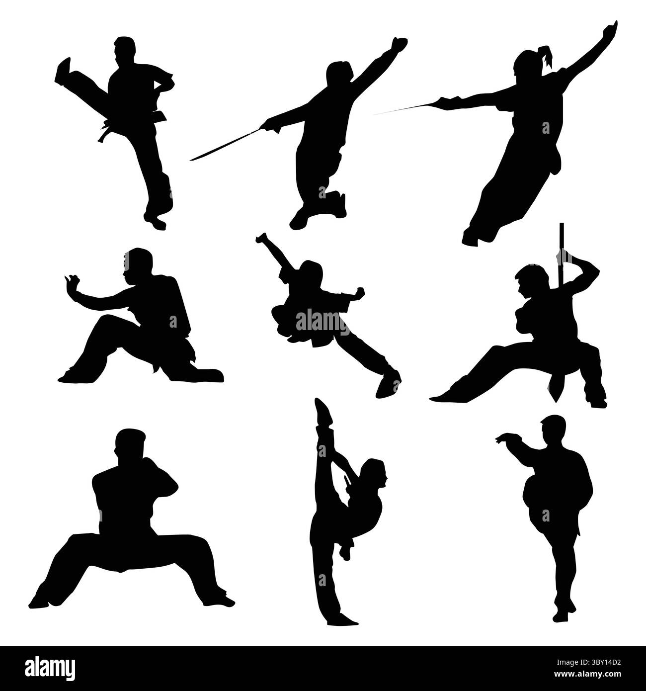 Wushu Player black silhouette vector illustration Stock Vector Image ...