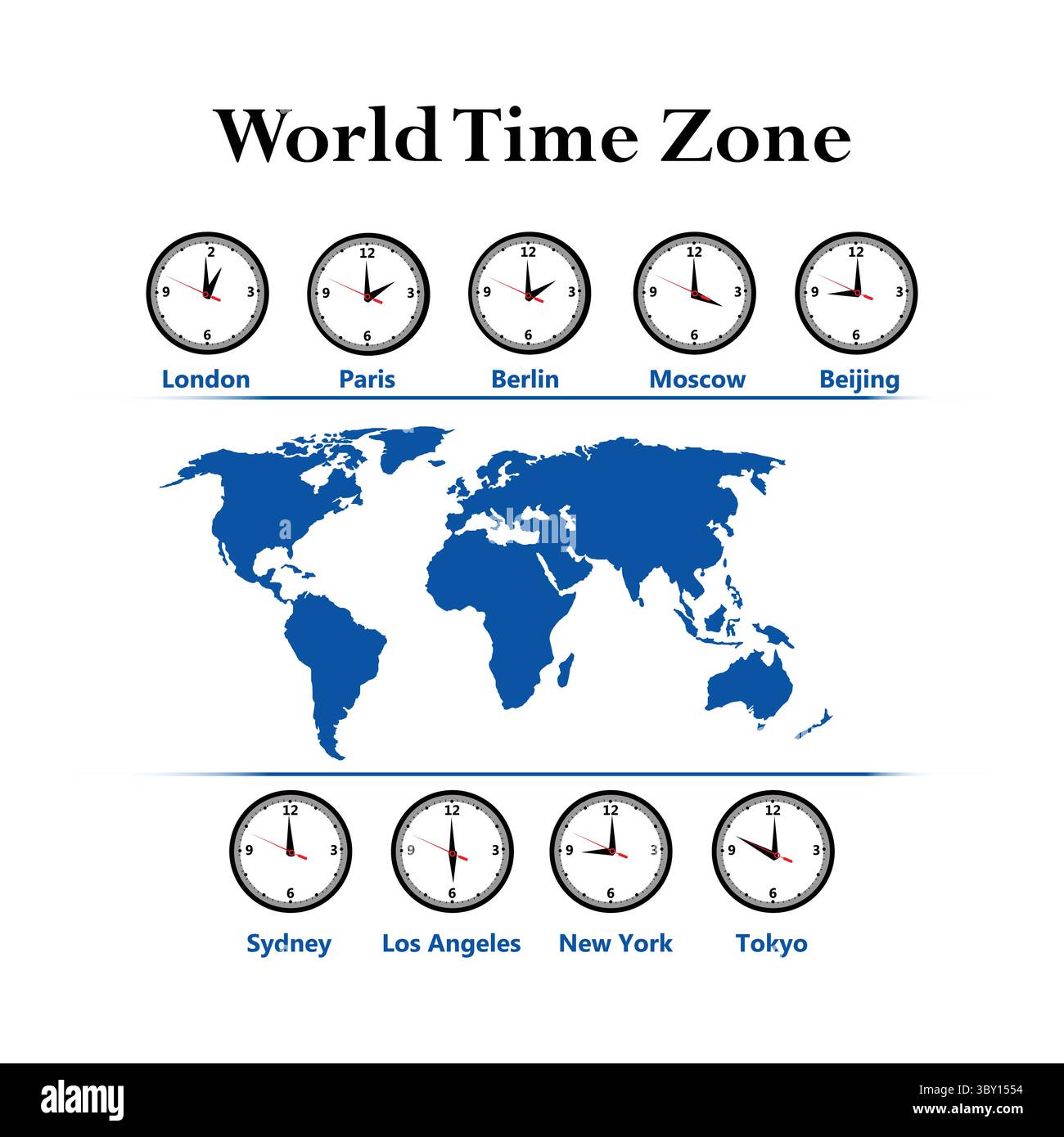 World time Zone Illustration vector-based drawing on white background ...
