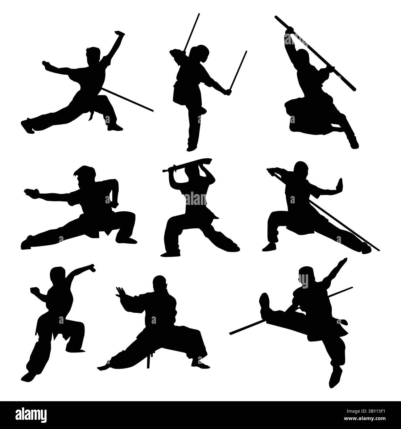 Wushu Player Silhouette Shape Drawing Vol 1 Stock Vector Image & Art ...