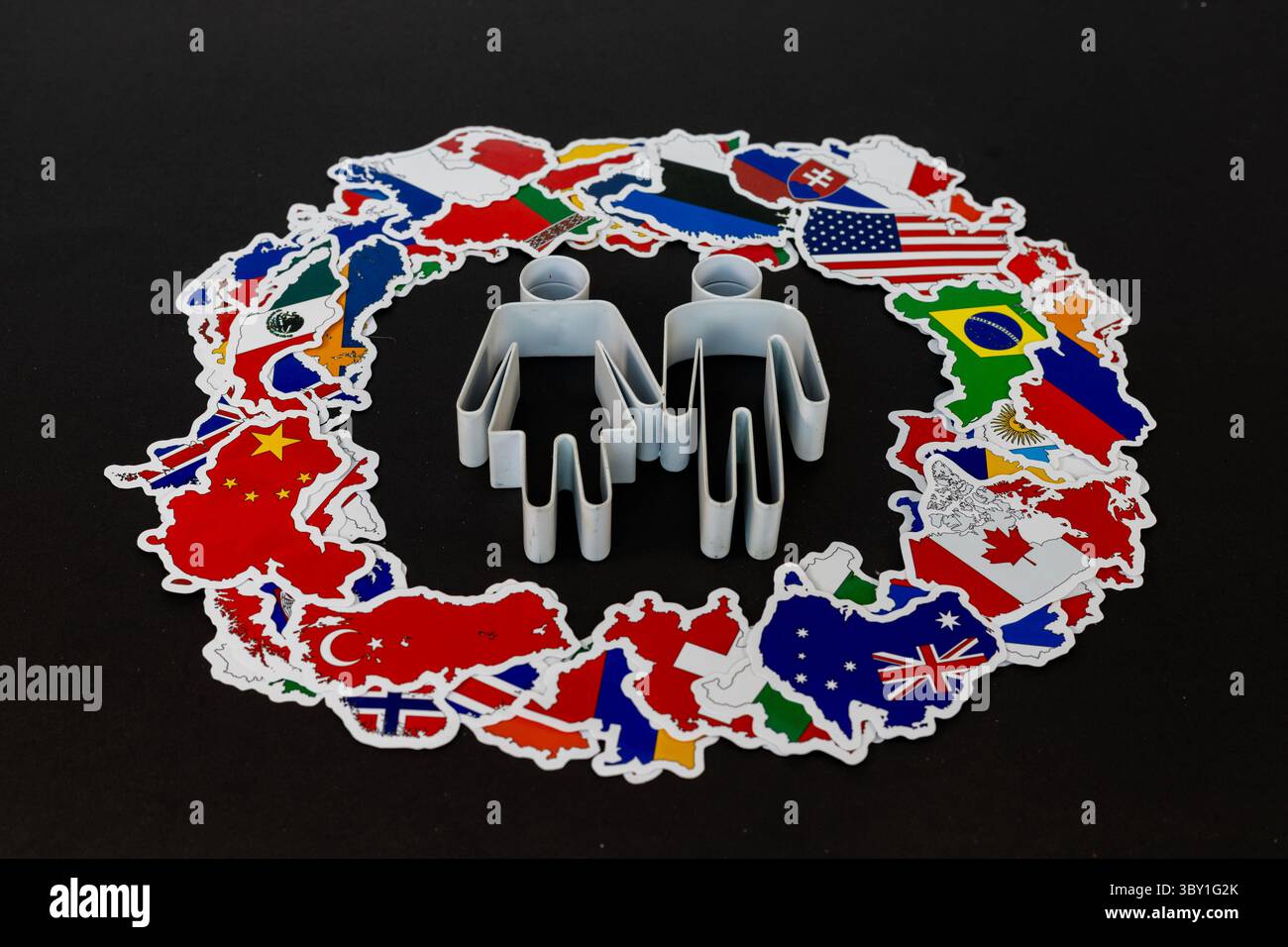 Human Gender Icons Surrounded by Country Flags on Black Background ...