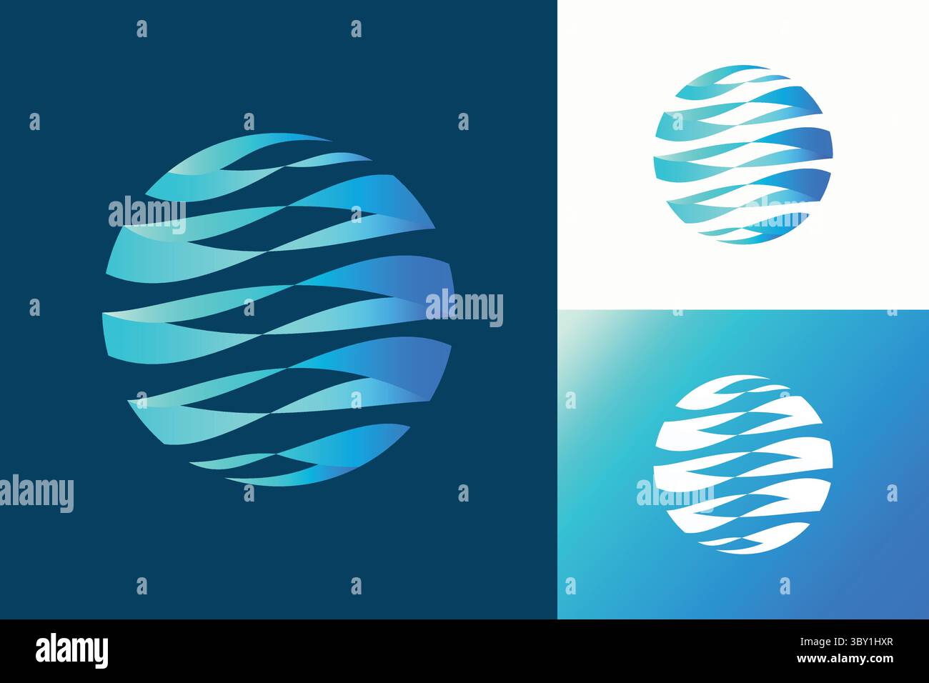 Abstract Circle Deep Blue Wave Pattern Logo Modern Concept Business ...