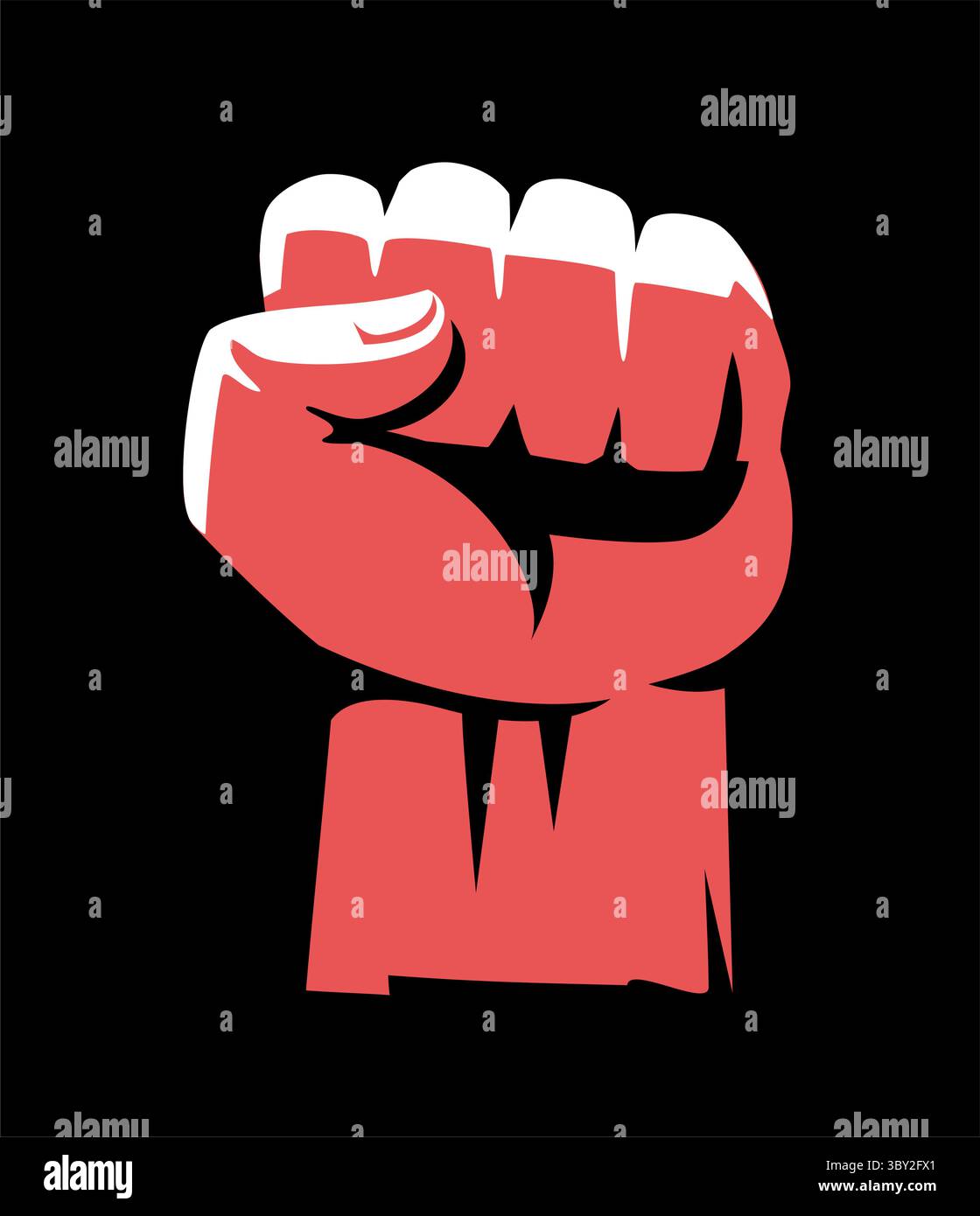 Fist raised up. Strength power and resilience, determination symbol ...