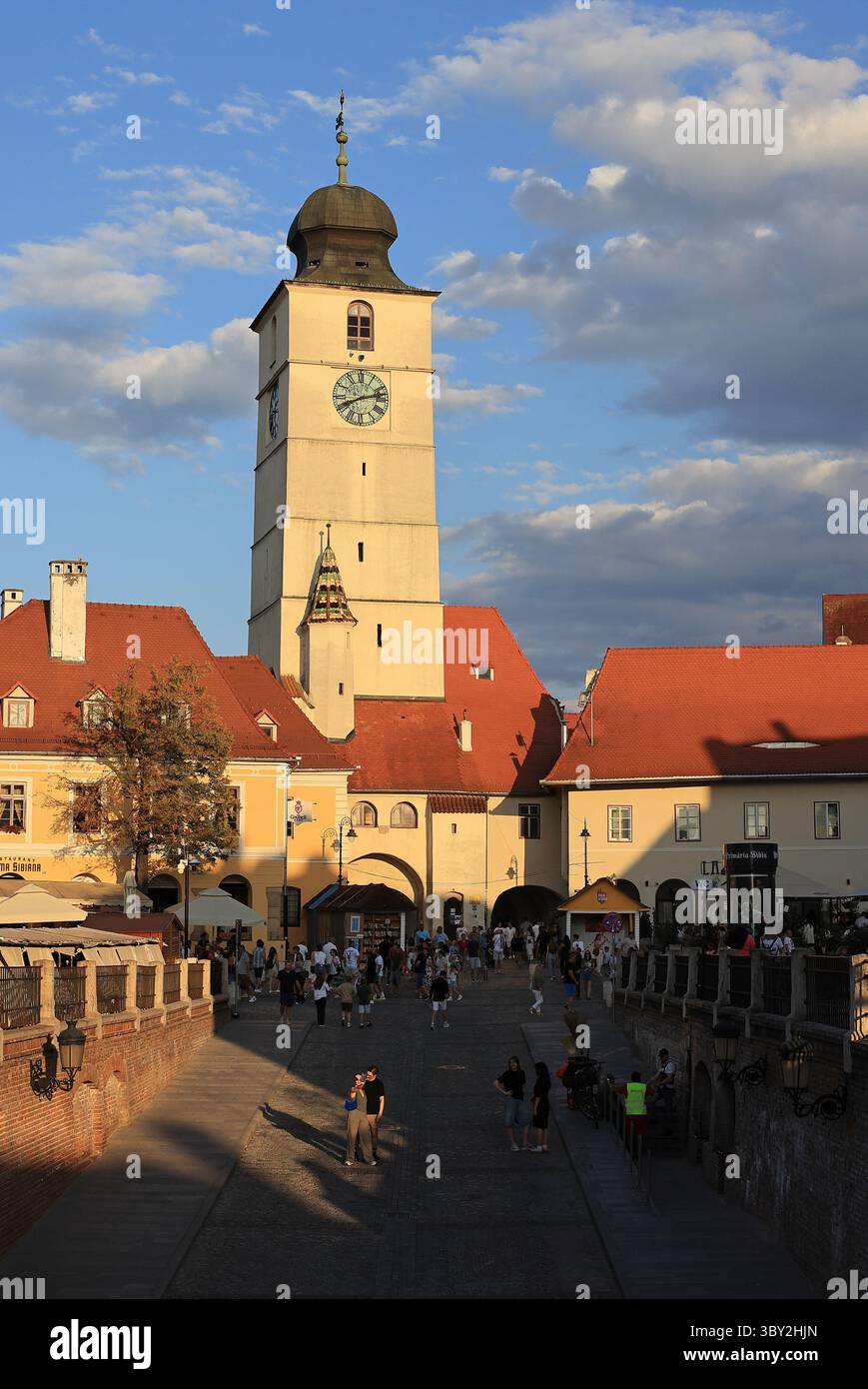 The historic Council Tower, the most iconic building in Sibiu, on Piata ...