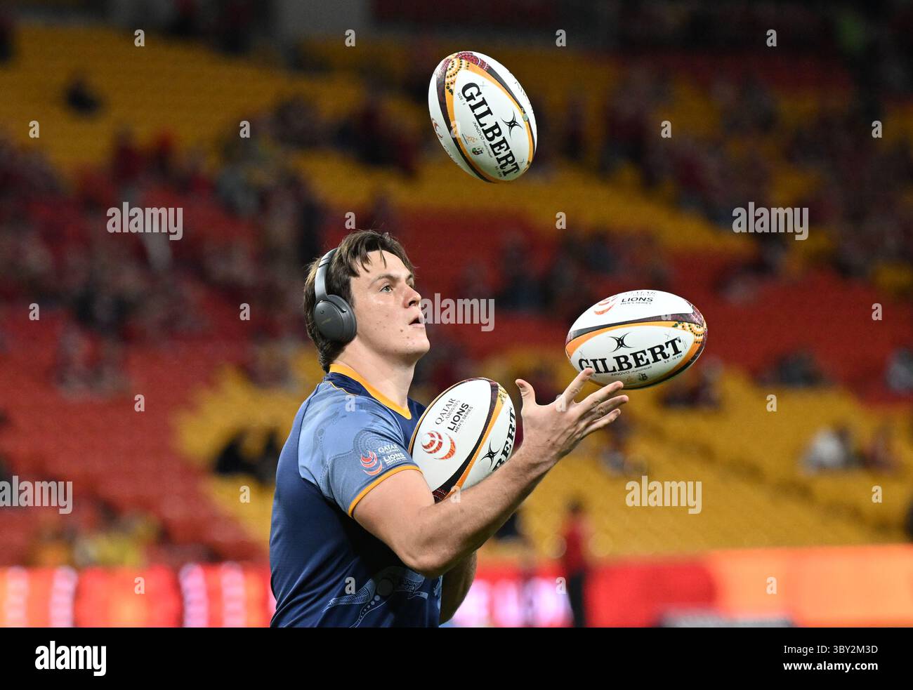 Tom Hooper of the Wallabies is seen juggling footballs before the First ...