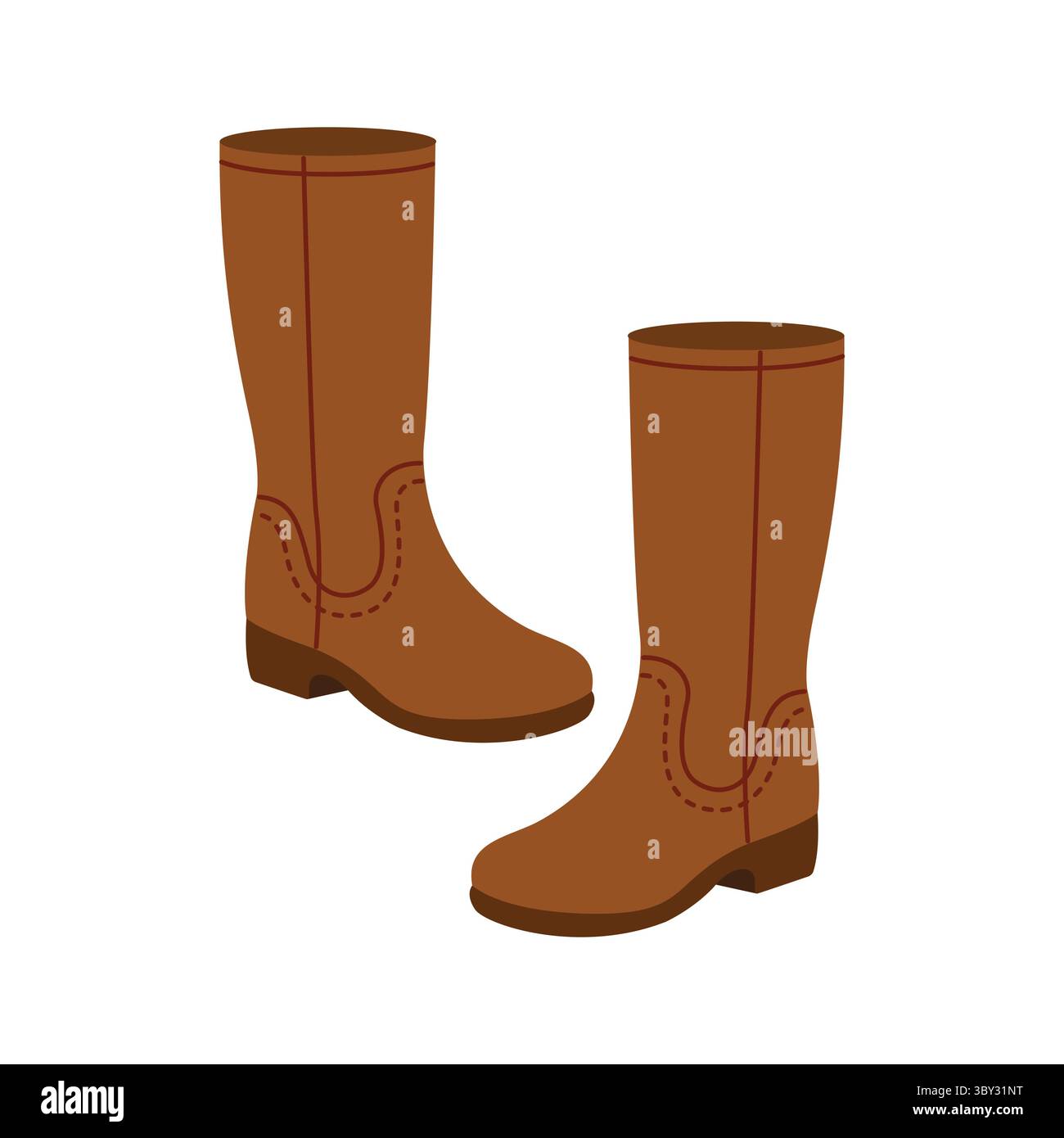Brown high boots. Hand-drawn illustration. Flat vector illustration ...