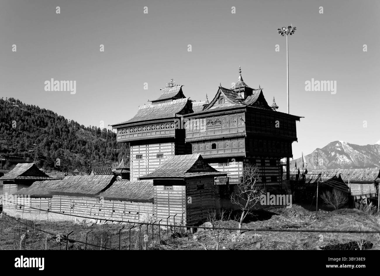 Black and white photo of Himalayan traditional design of Bhima Kali Temple Hindu Goddess Temple ...