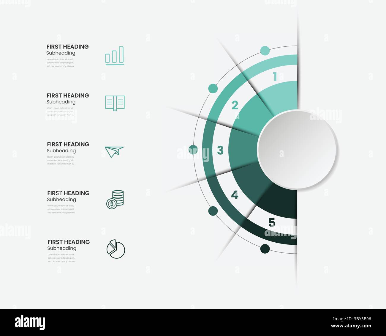 5 part half circle business infograph visual diagram Stock Vector Image ...