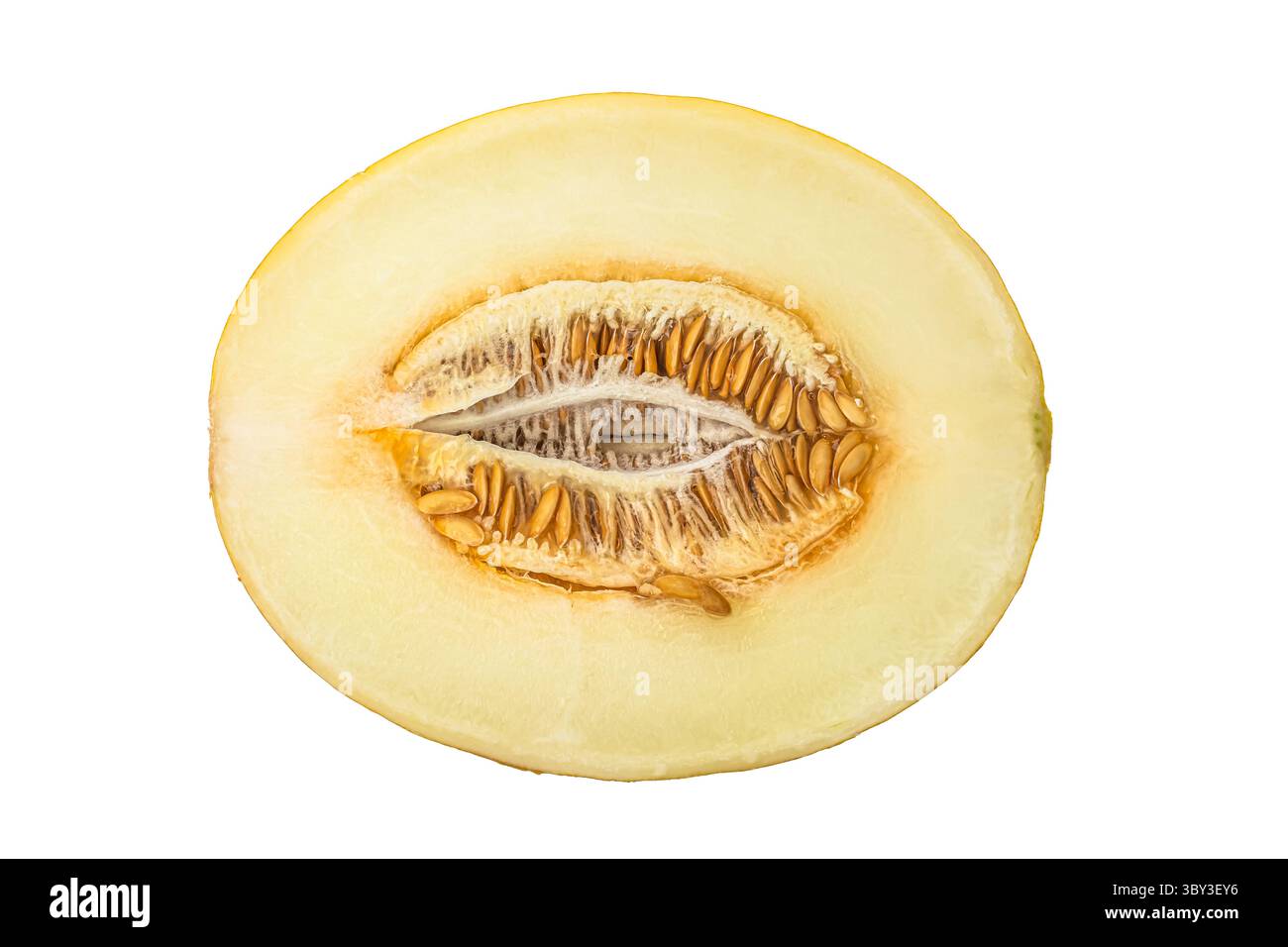 Melon in a section on a white background, top view Stock Photo - Alamy