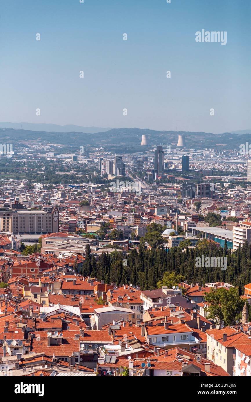 Bursa, Turkiye - 6 July 2025: Aerial view of the central districts of ...