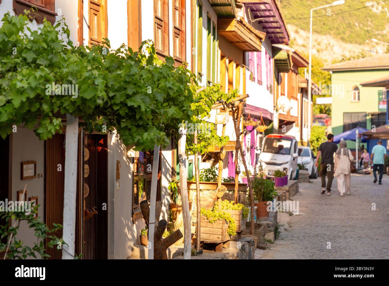 Bursa, Turkiye - 6 July 2025: Traditional Turkish homes in Gumustepe ...
