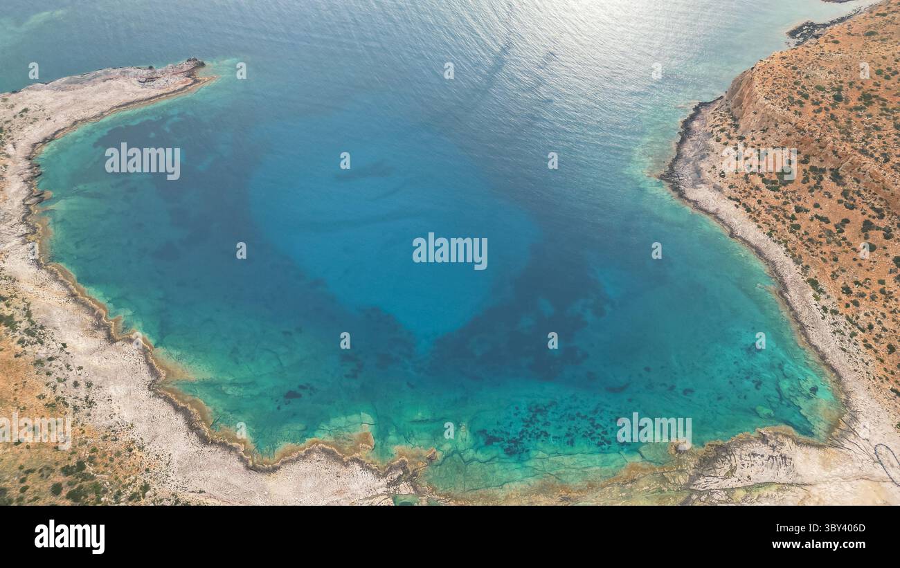 Balos Bay beach in Crete with white sand and inviting crystal-clear sea ...