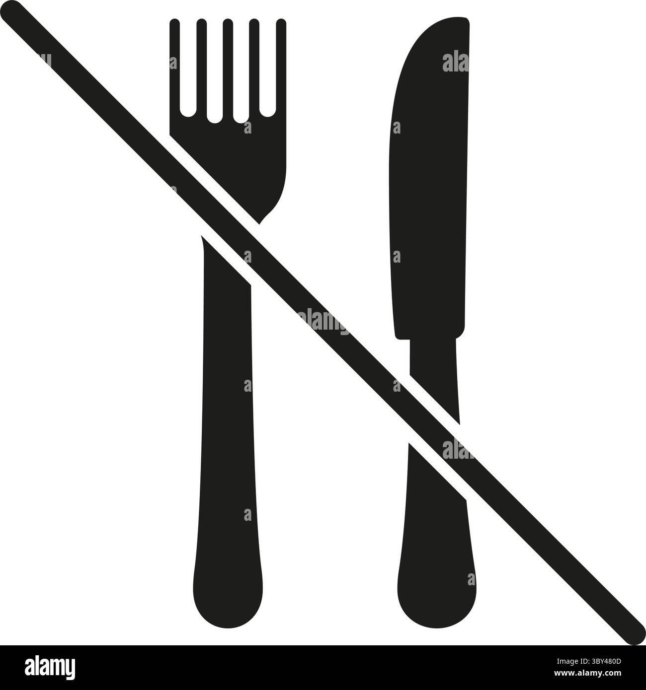 No Eating Sign Solid Icon. Dietary Restriction, Fasting, And Food ...