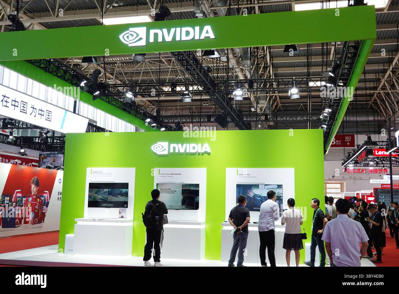 The NVIDIA booth seen during the 3rd China International Supply Chain ...