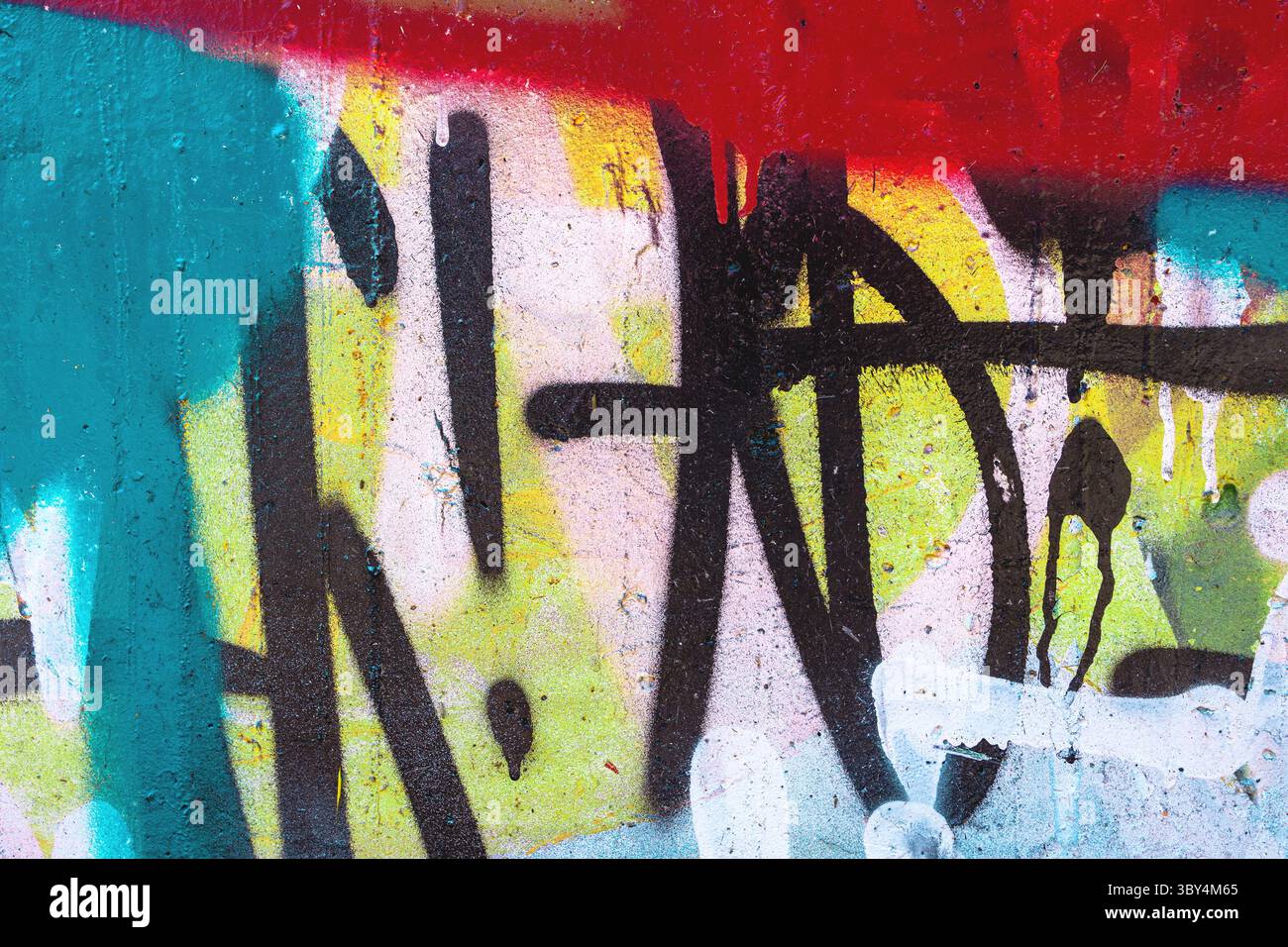 Colorful Graffiti Wall Art with Neon and Pastel Shades in 80s Urban ...