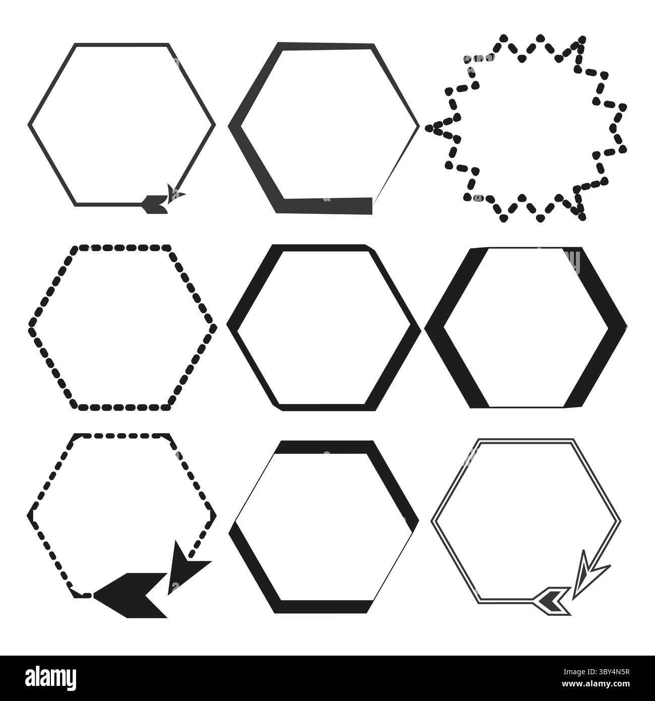 Chevron arrow hexagon. Repeated arrow symbol. Vector border shape ...