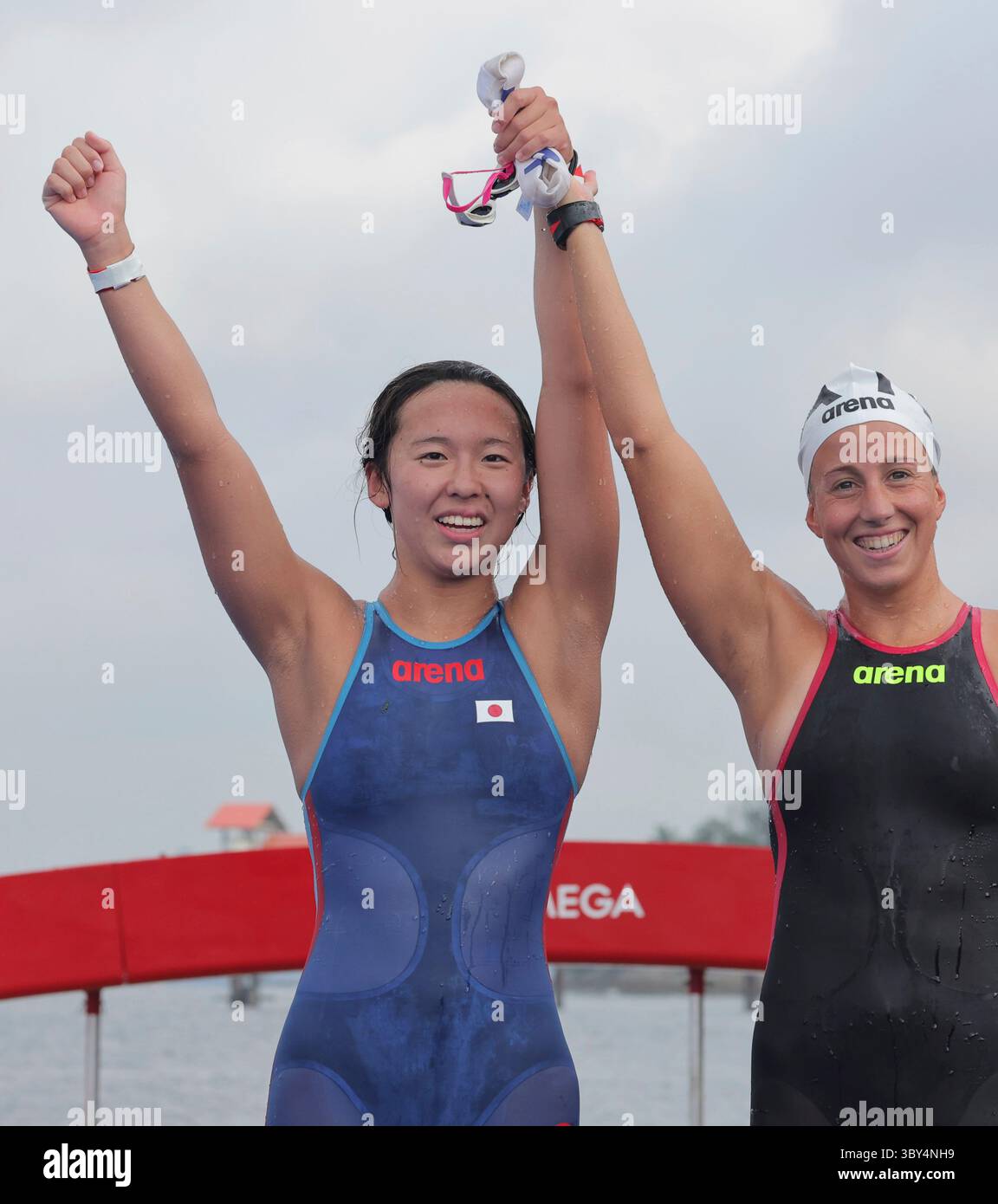 KAJIMOTO Ichika of Japan reacts after winning Women's 3km Knockout ...
