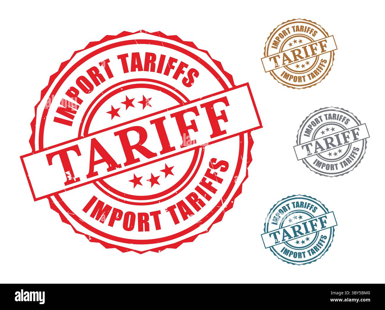 A Import Tariffs Seal Bundle, Grunge Style Border Tax Vector Icons ...