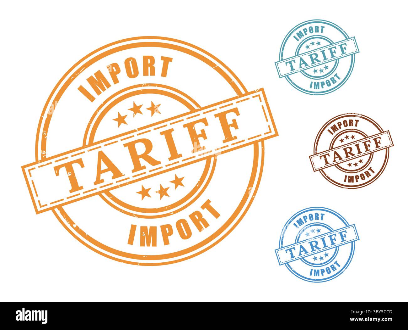 A Import Tariff Certified Stamp Collection, Grunge Rubber Customs ...