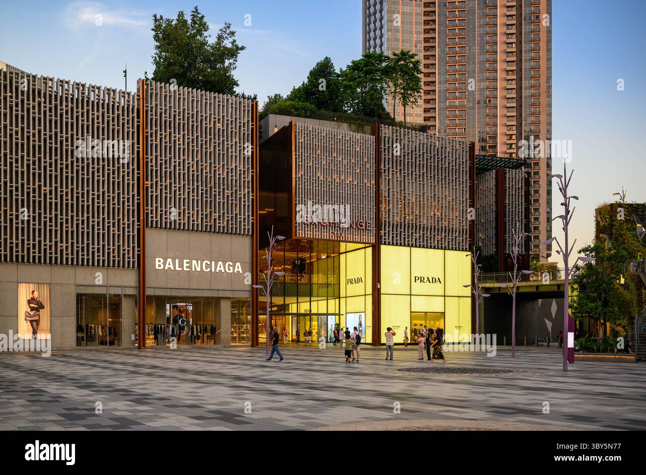 Main entrance to the TRX shopping mall at dusk, Kuala Lumpur, Malaysia ...